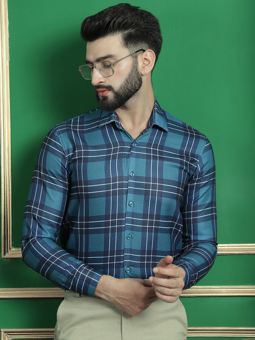 Buy Indian Needle Classic Tartan Checks Long Sleeves Spread Collar ...