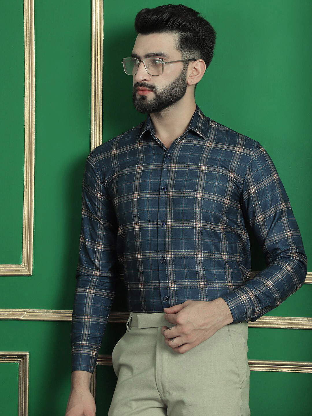 Buy Indian Needle Classic Tartan Checks Long Sleeves Spread Collar ...