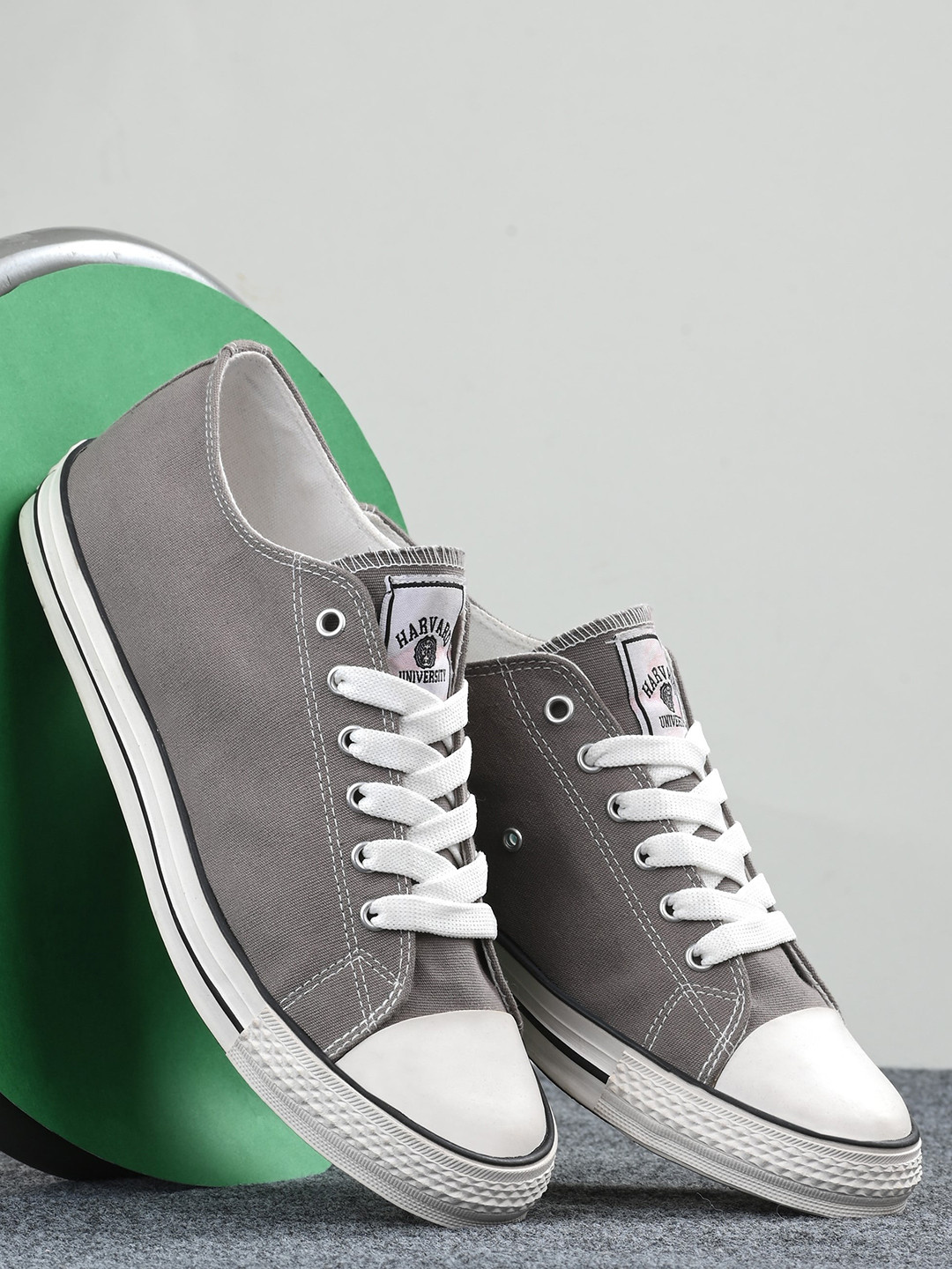 Buy Harvard Men Grey Round Toe Lightweight Canvas Sneakers - Casual ...
