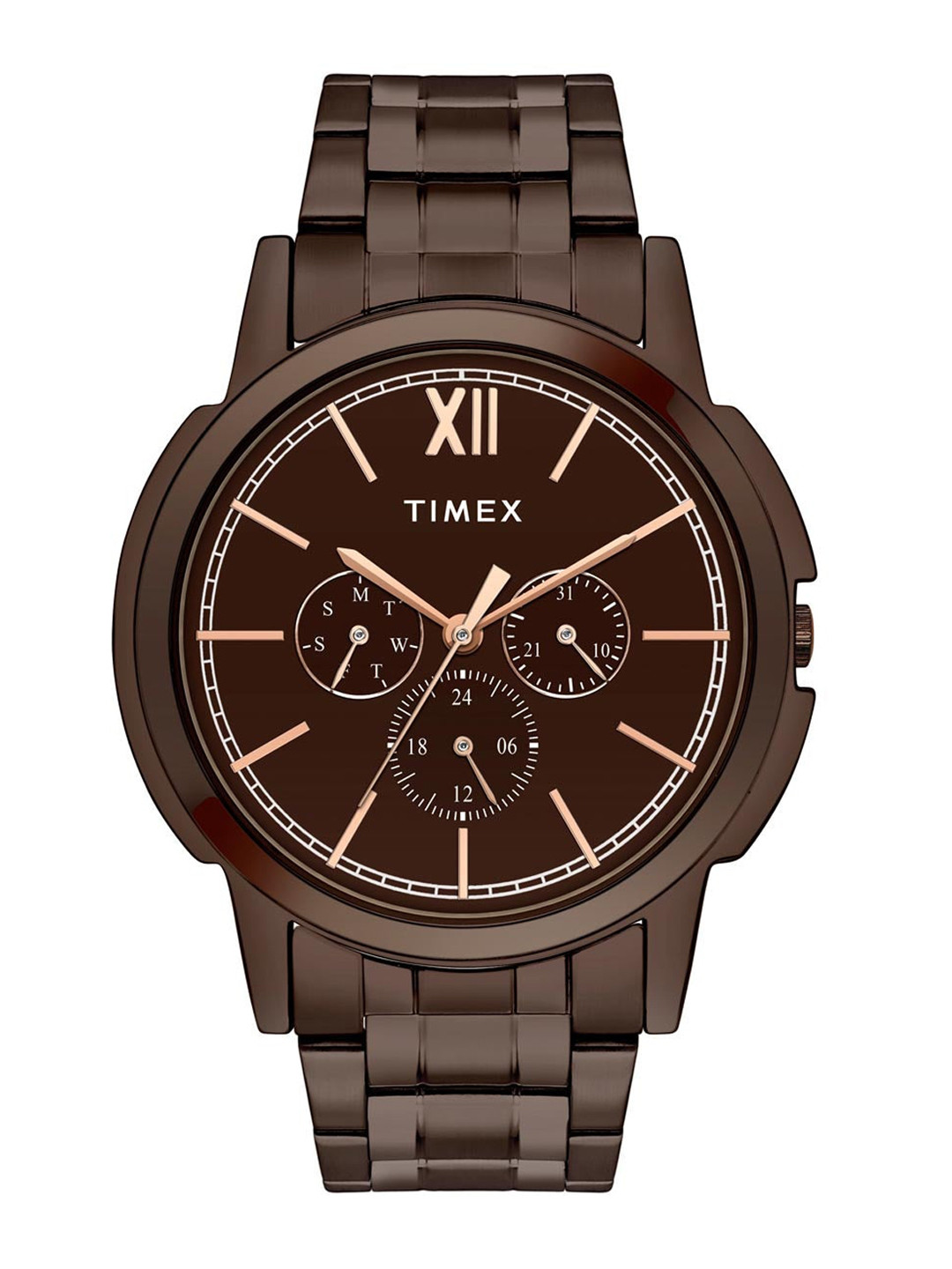 Buy Timex Men Brass Dial & Stainless Steel Analogue Multi Function ...