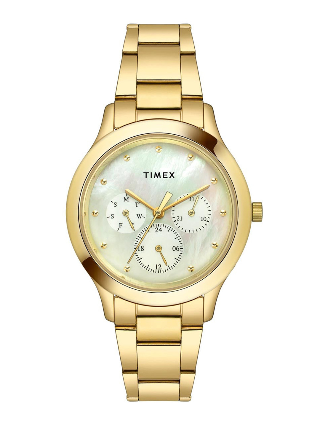 Buy Timex Women Brass Embellished Dial & Stainless Steel Straps ...