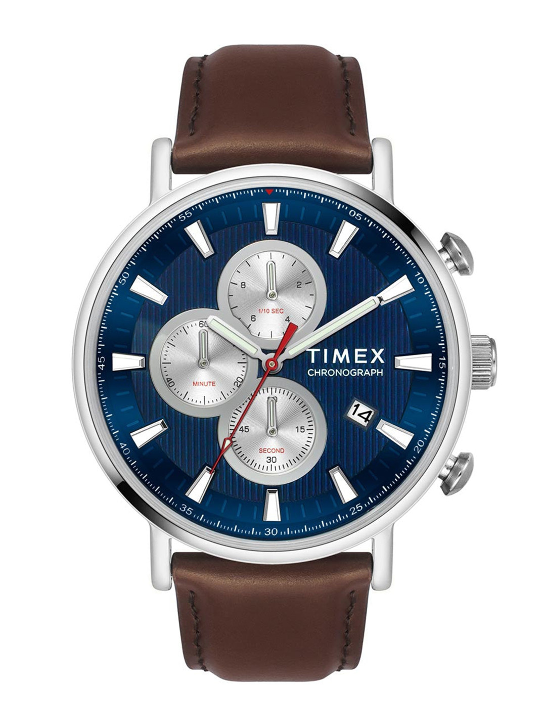 Buy Timex Men Brass Dial & Leather Straps Analogue Chronograph Watch ...