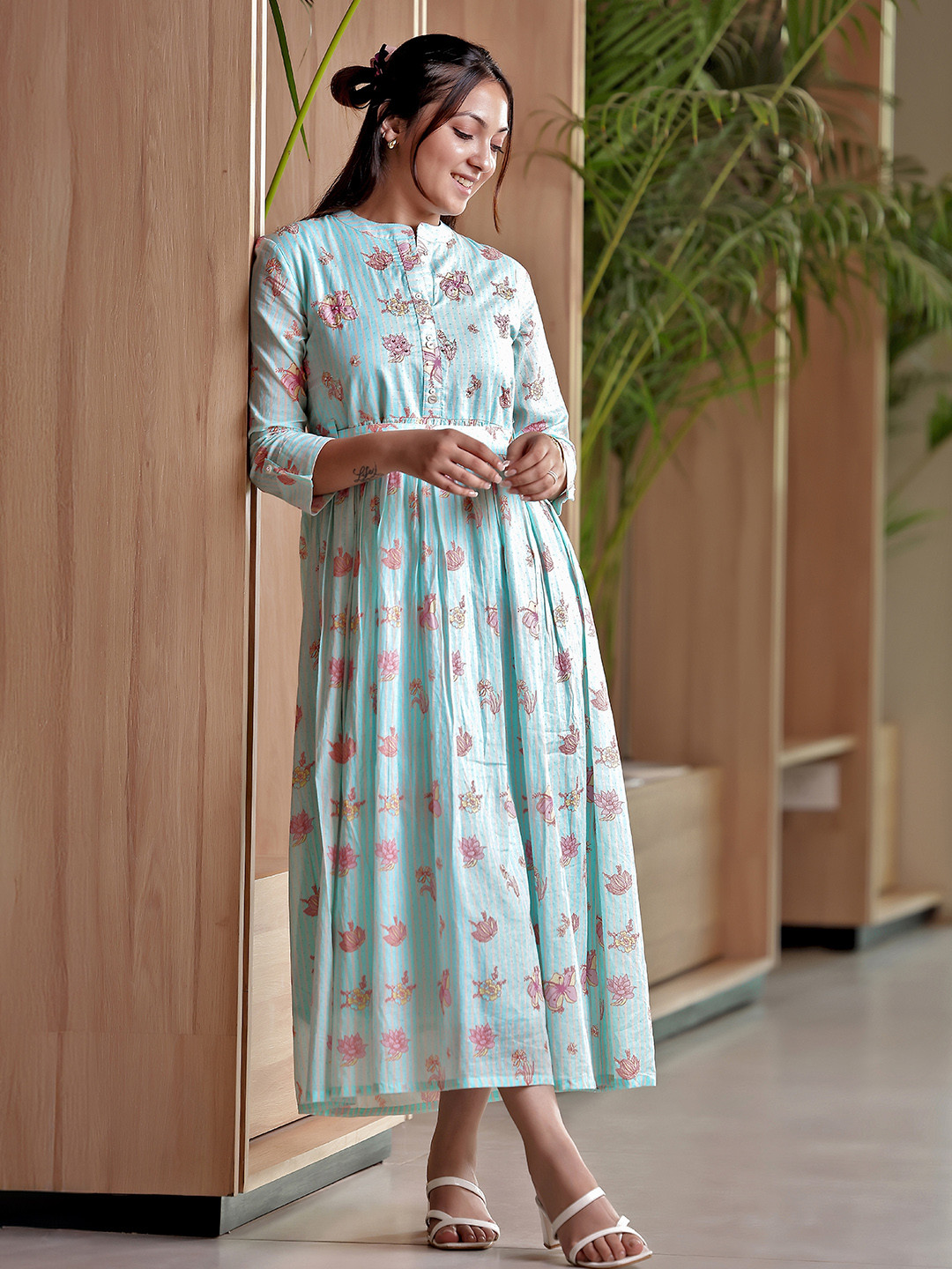 Buy Libas Floral Print A Line Cotton Midi Dress - Dresses for Women ...