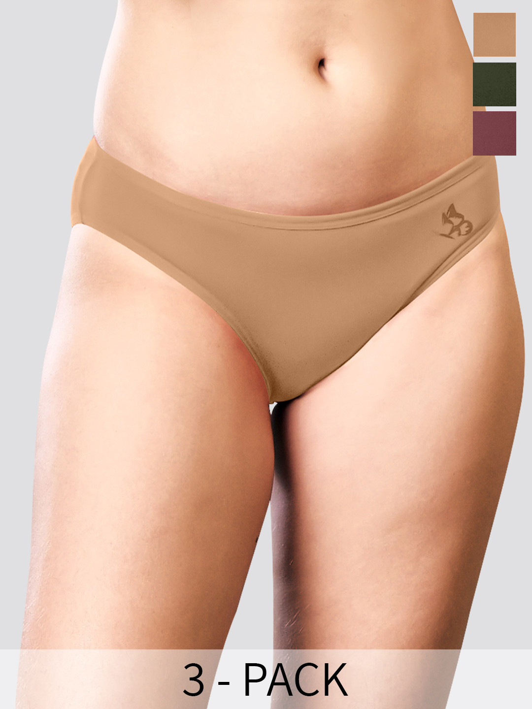 Buy Kalyani Reeva Pack Of 3 Low Rise Anti Odour Bikini Briefs ND OLV ONRS - Briefs for Women ...