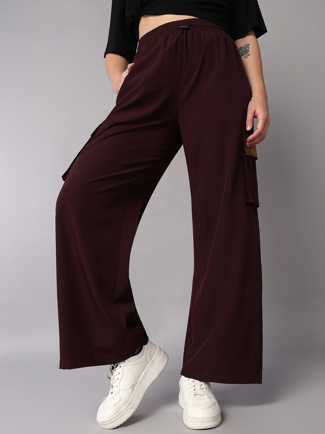 Buy The Roadster Lifestyle Co Women Mid Rise Parallel Trouser ...