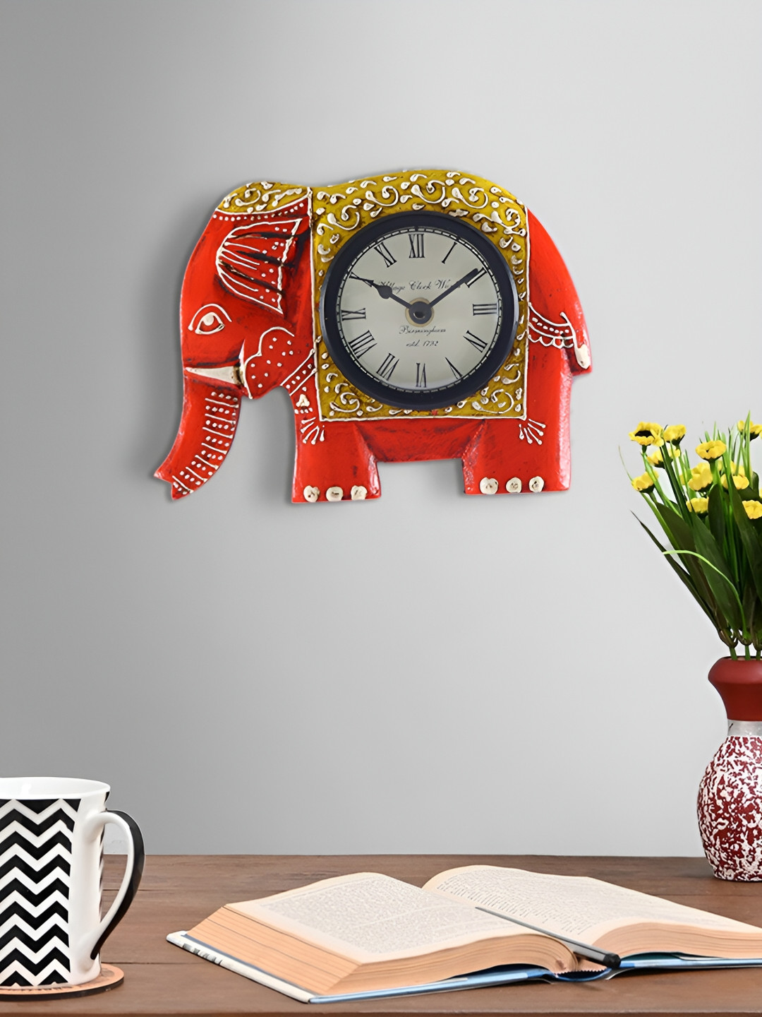 Buy Aura Orange & Yellow Animal Shaped Traditional Wall Clock - Clocks ...