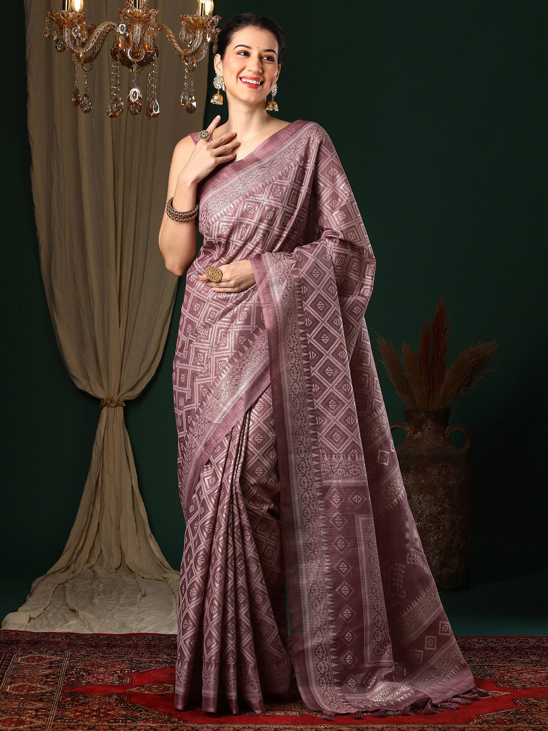 Buy Anouk Rustic Mauva Ethnic Motifs Printed Saree - Sarees for Women ...