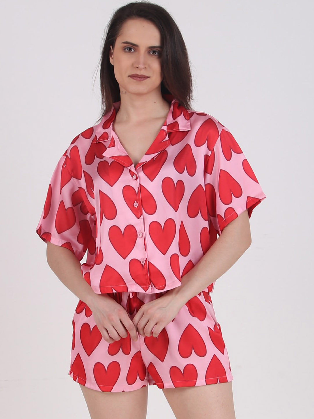 Buy Masha Red Printed Satin Night Suit - Night Suits for Women 29257858 ...