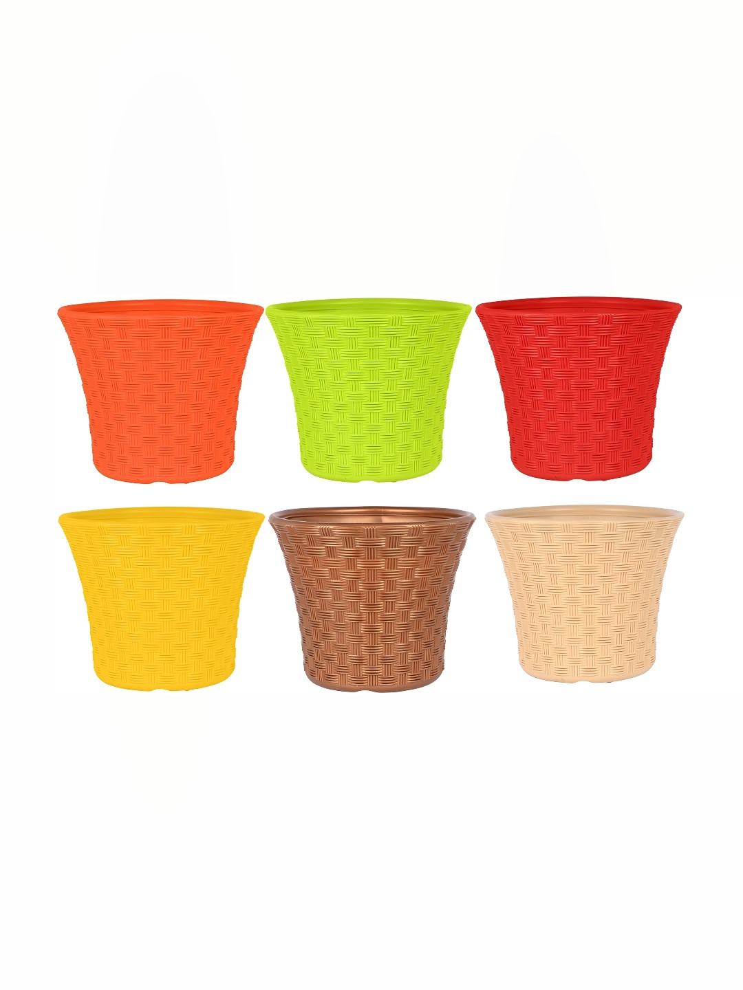 Buy Appeasy 6 Pcs Red & Green Textured Metal Planters - Planters for ...