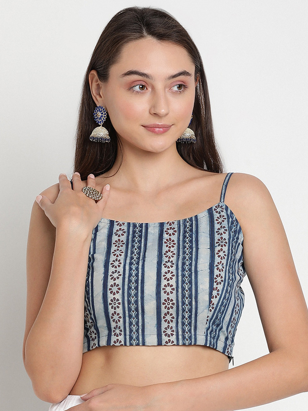 Buy Studio Rasa Printed Cotton Spaghetti Blouse - Saree Blouse for ...