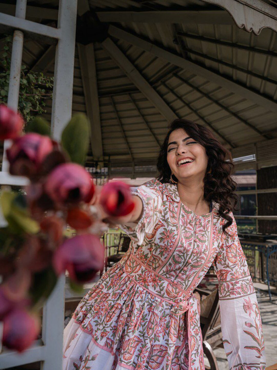 Buy Meena Bazaar Floral Printed Cotton Fit And Flare Dress - Dresses ...
