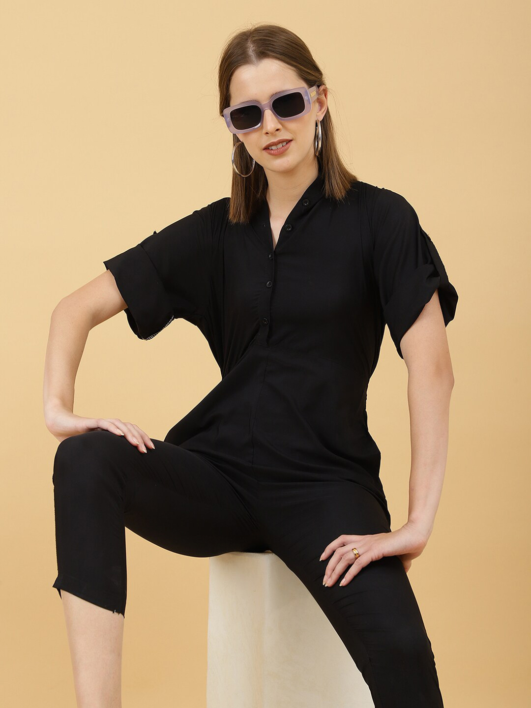 Buy Wool Trees Shirt Collar Basic Jumpsuit - Jumpsuit for Women ...