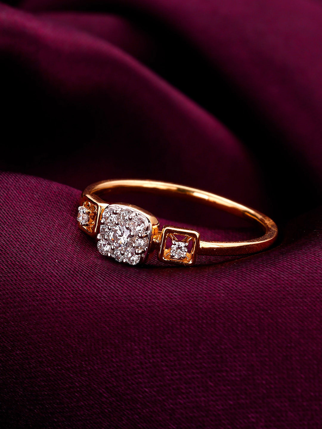 Buy GIVA Tapestry Of Life 14KT Gold Diamond Studded Finger Ring 2.0 Gm ...