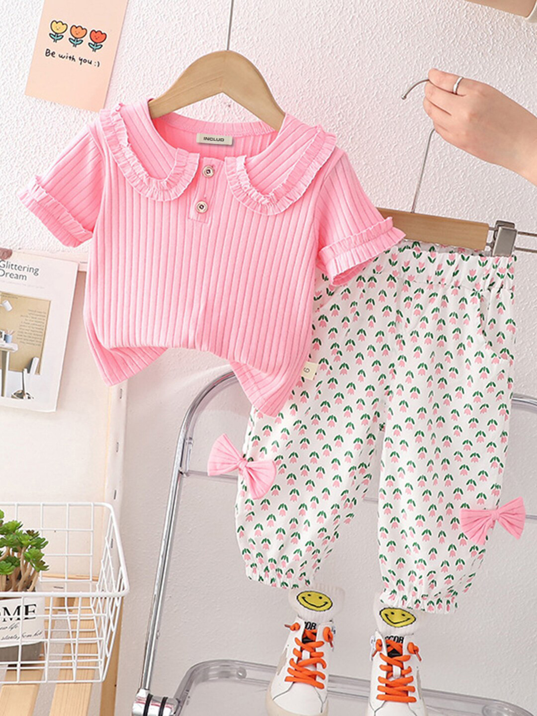 Buy INCLUD Girls Striped Top With Trousers - Clothing Set for Girls ...