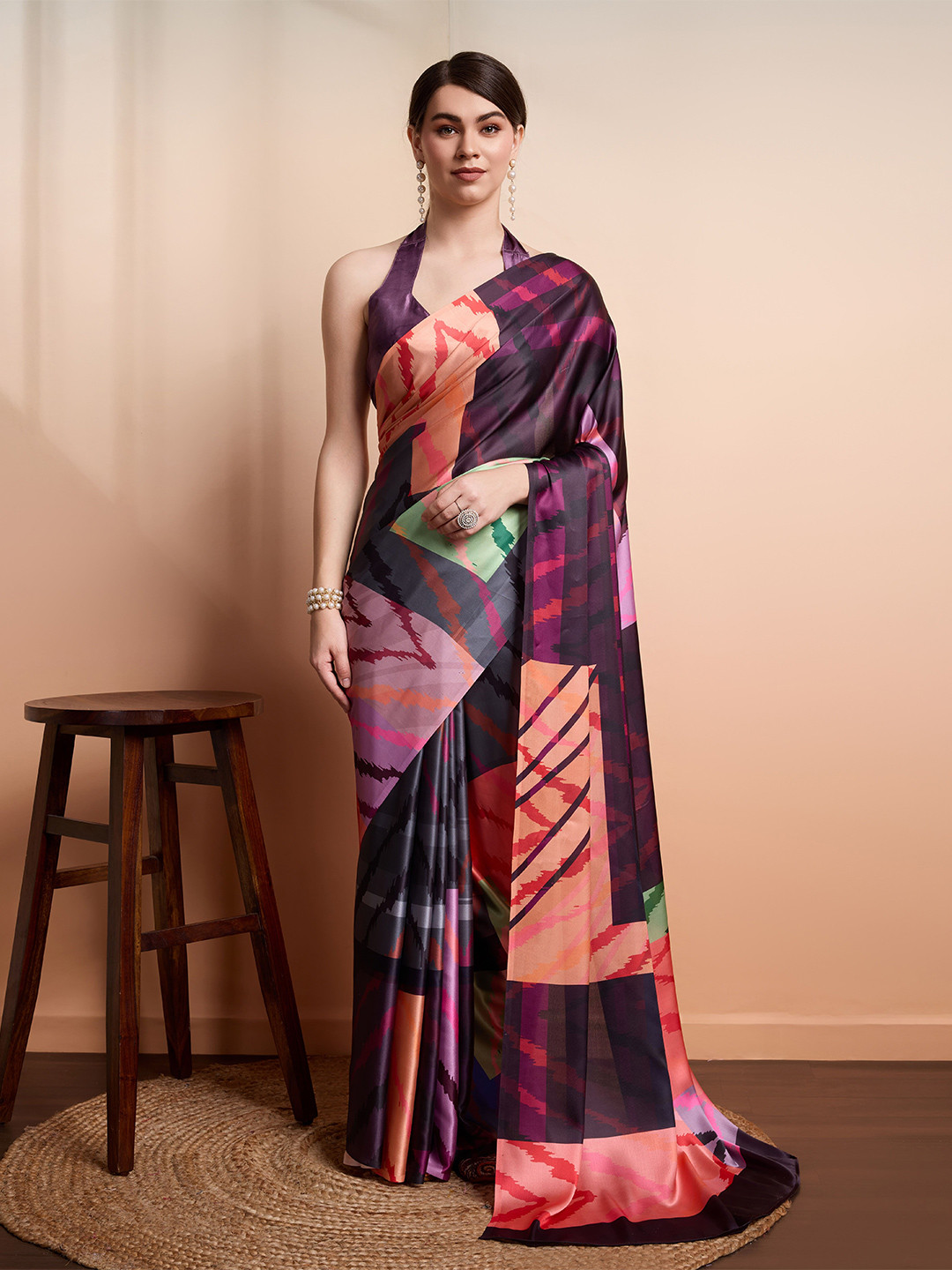Buy RACHNA Abstract Printed Satin Saree - Sarees for Women 29281128 ...