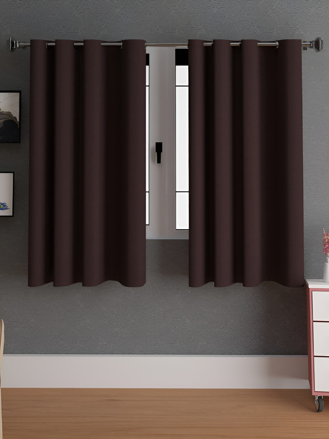 Buy Lunar Days Coffee Brown 2 Pieces Room Darkening Window Curtain ...
