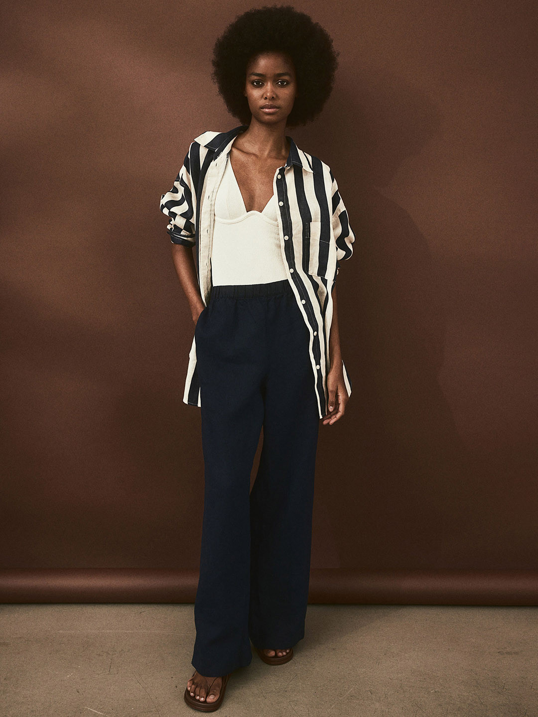Buy H&M Women Wide Linen Trousers - Trousers for Women 29297110 | Myntra