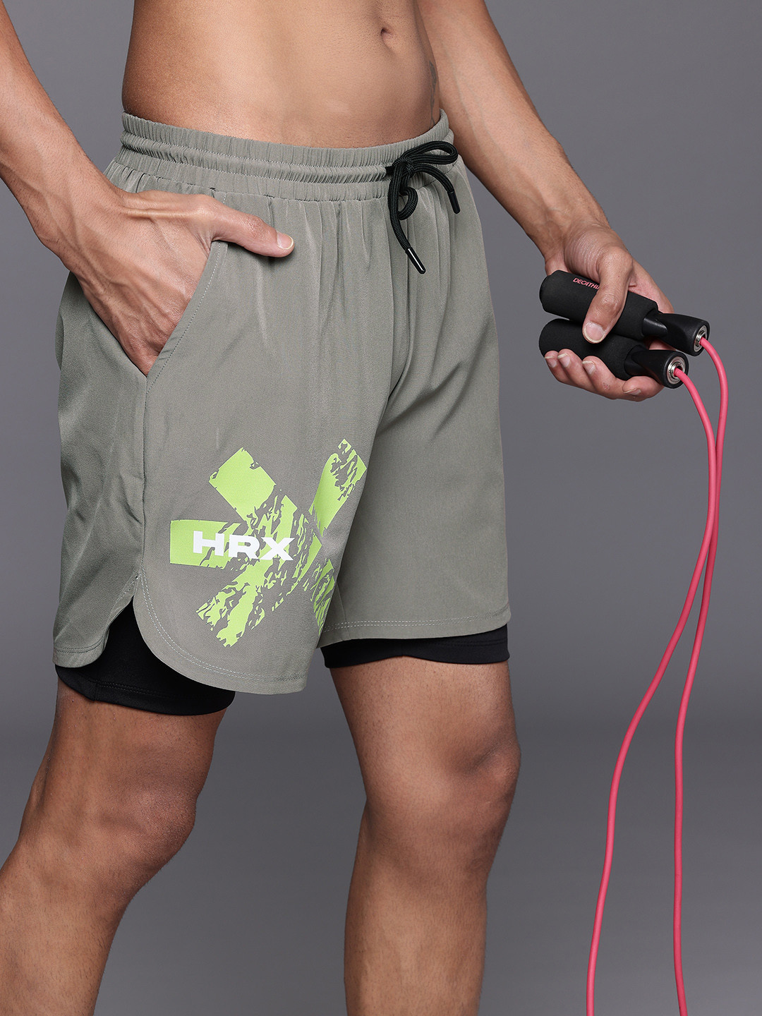 Buy HRX By Hrithik Roshan Double Layer Gym Shorts - Shorts for Men ...