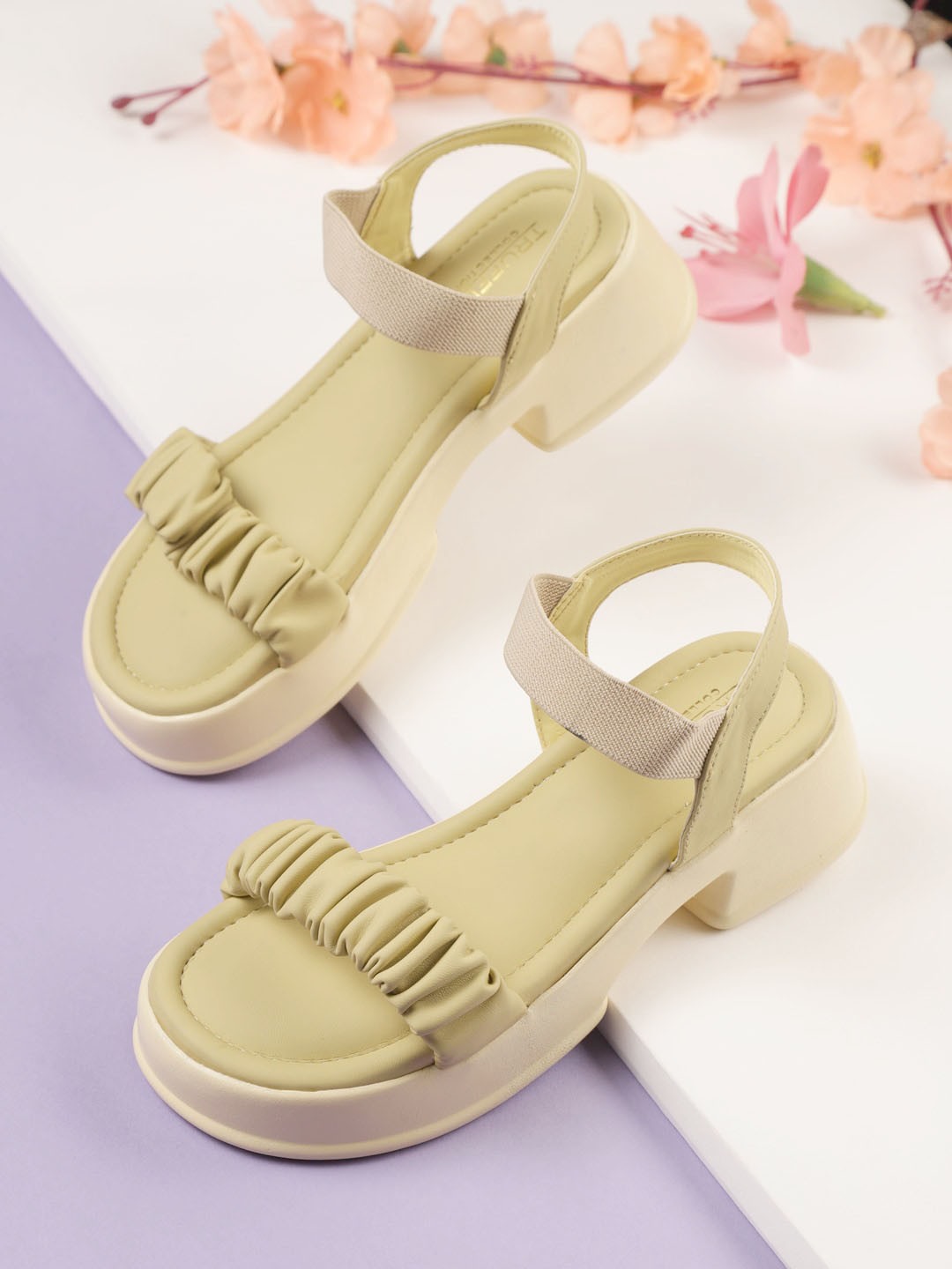 Buy Truffle Collection Textured Platform Heels - Heels for Women ...