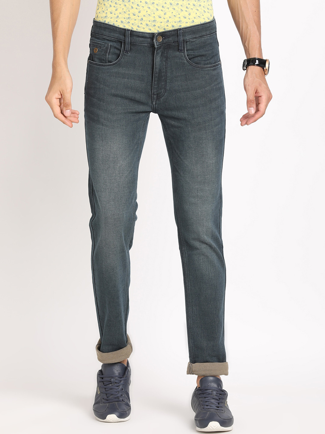 Buy Turtle Men Narrow Tapered Fit Clean Look Mid Rise Heavy Fade ...