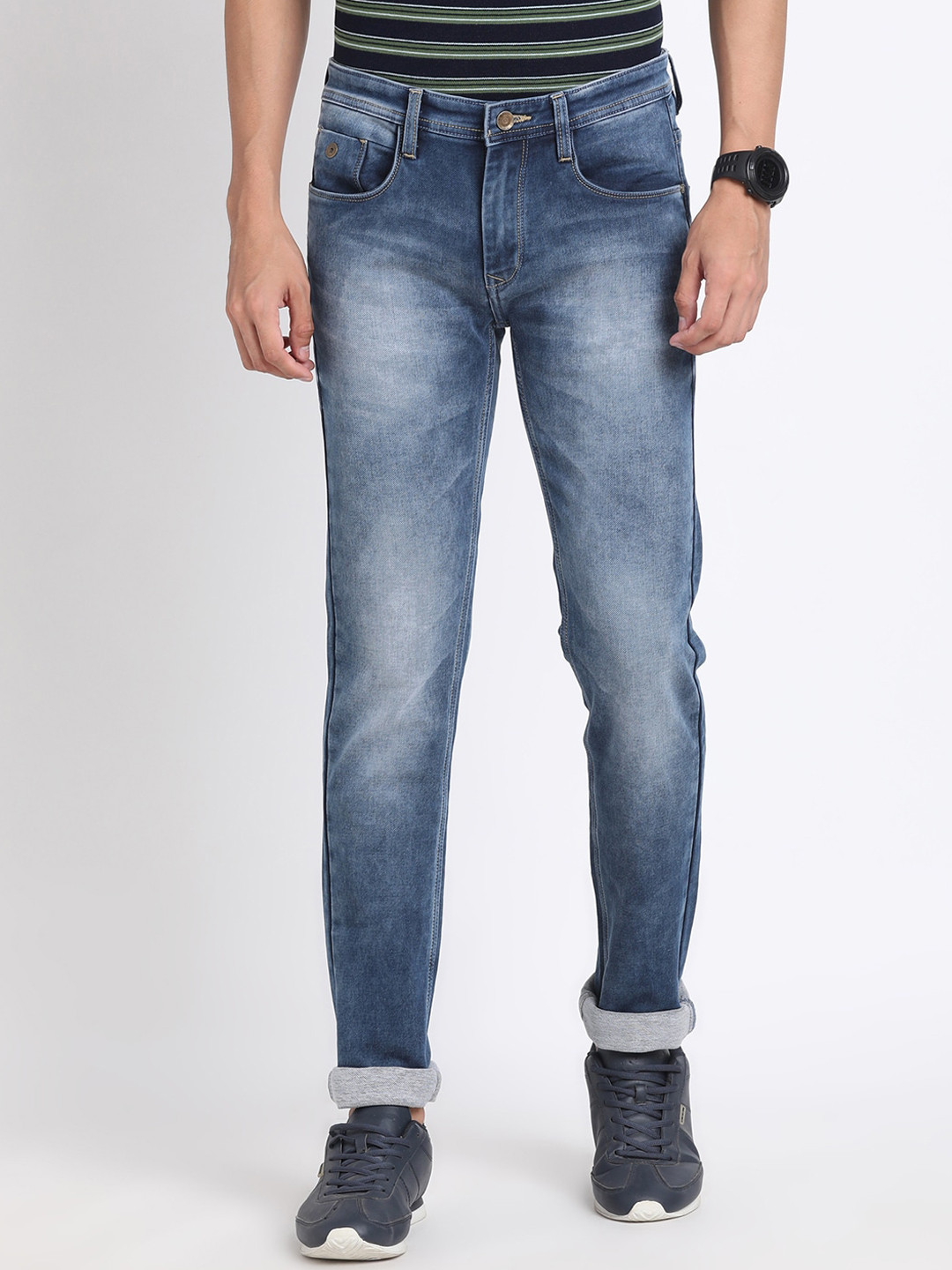 Buy Turtle Men Narrow Tapered Fit Clean Look Heavy Fade Stretchable ...