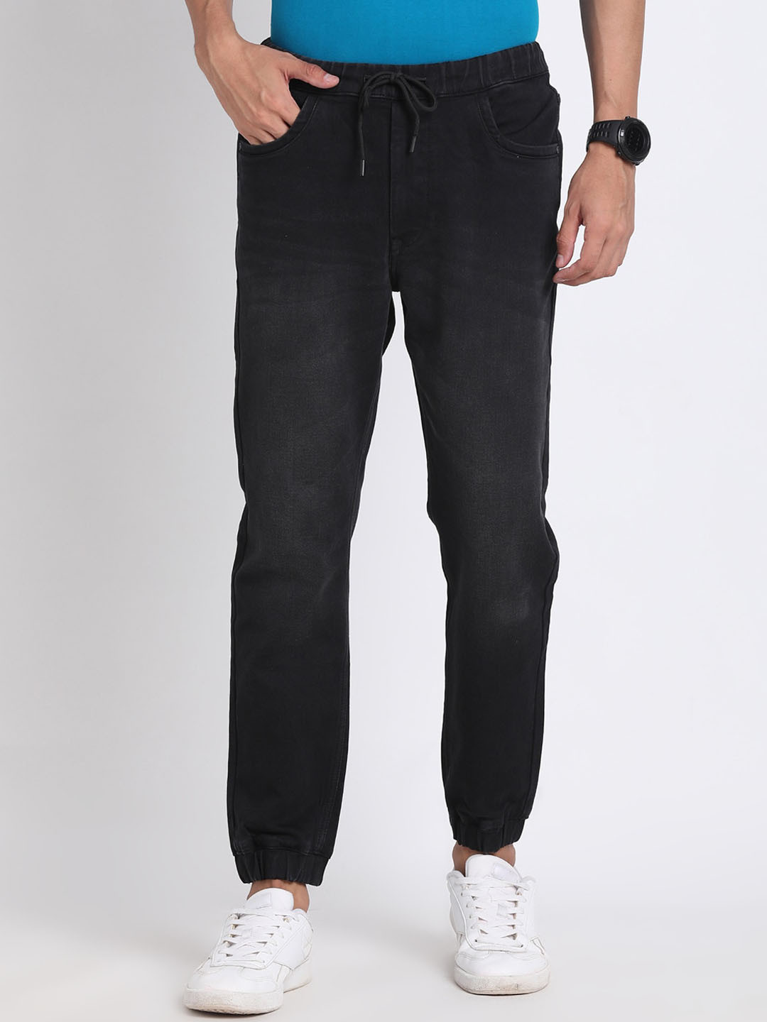 Buy Turtle Men Narrow Jogger Clean Look Mid Rise Stretchable Jeans ...