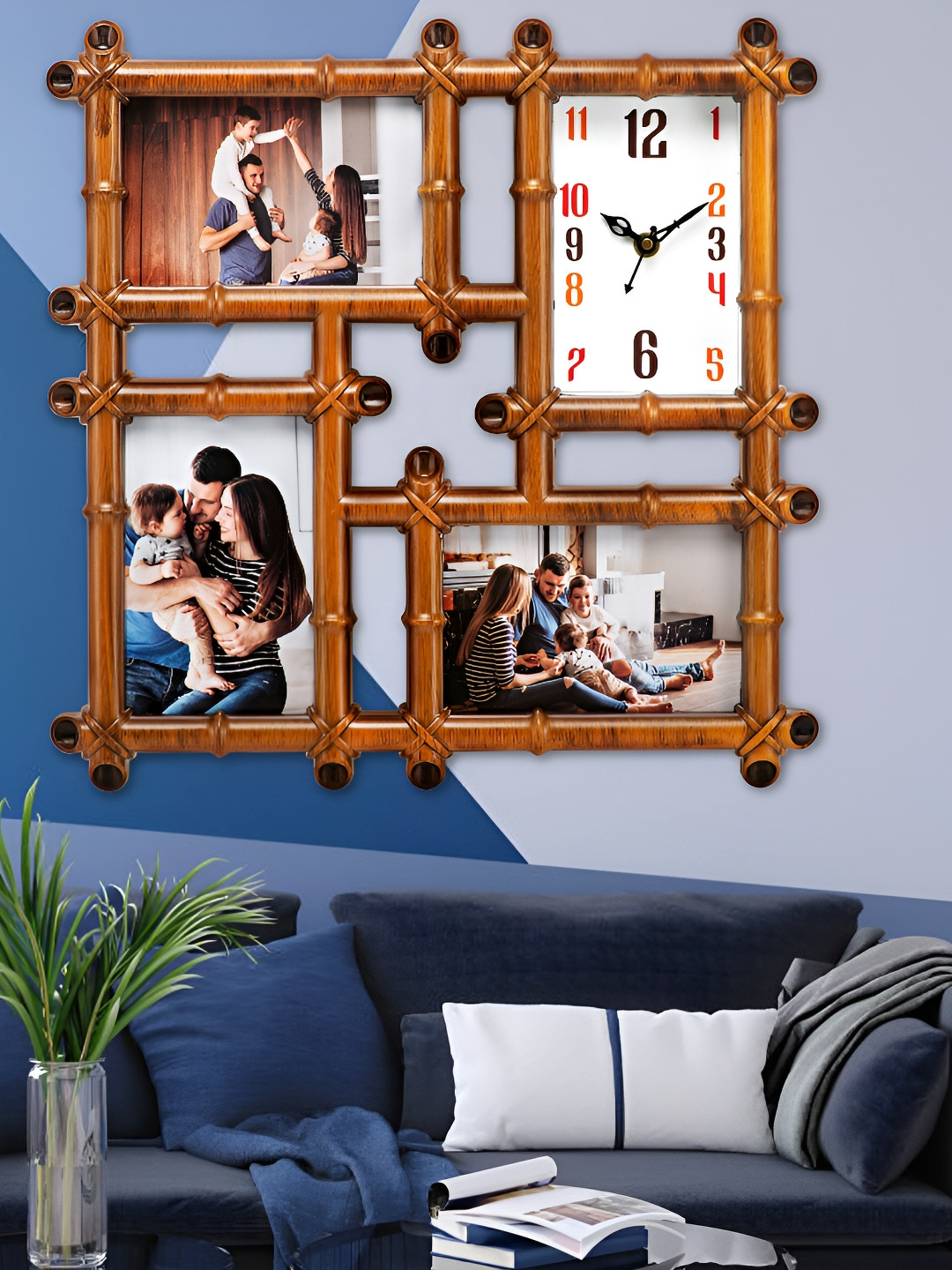 Buy Attractionz Beige Rectangle Shaped Analogue Wall Clock - Clocks for ...
