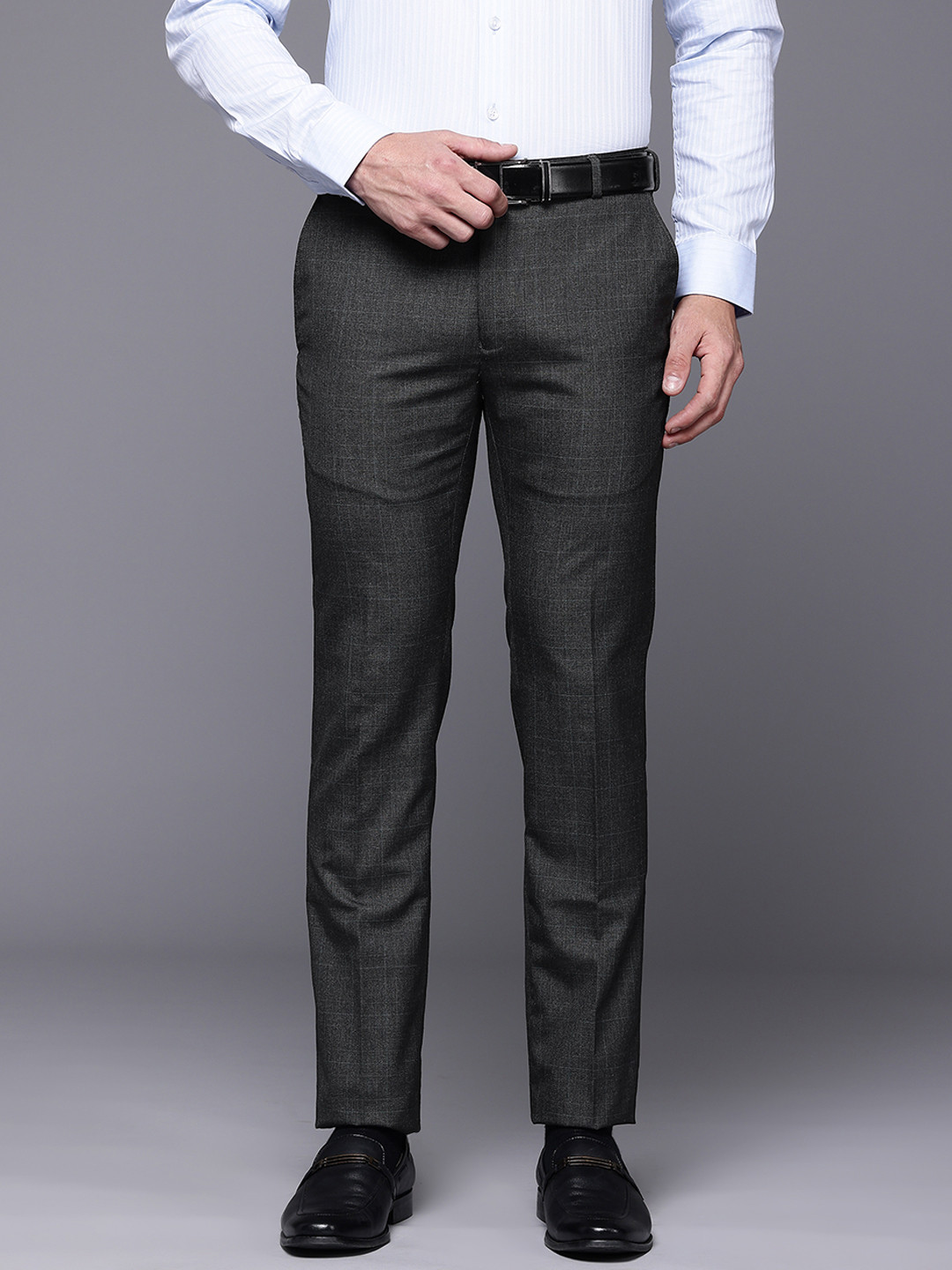 Buy Raymond Men Checked Slim Fit Formal Trousers - Trousers for Men ...