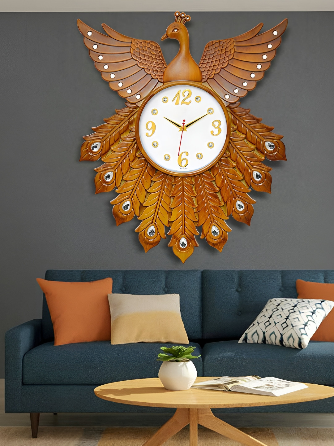 Buy Attractionz Beige Textured Analogue Traditional Wall Clock - Clocks ...