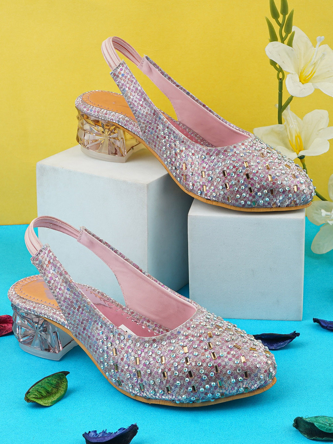 Buy BAESD Girls Embellished Block Heeled Pumps - Heels for Girls ...