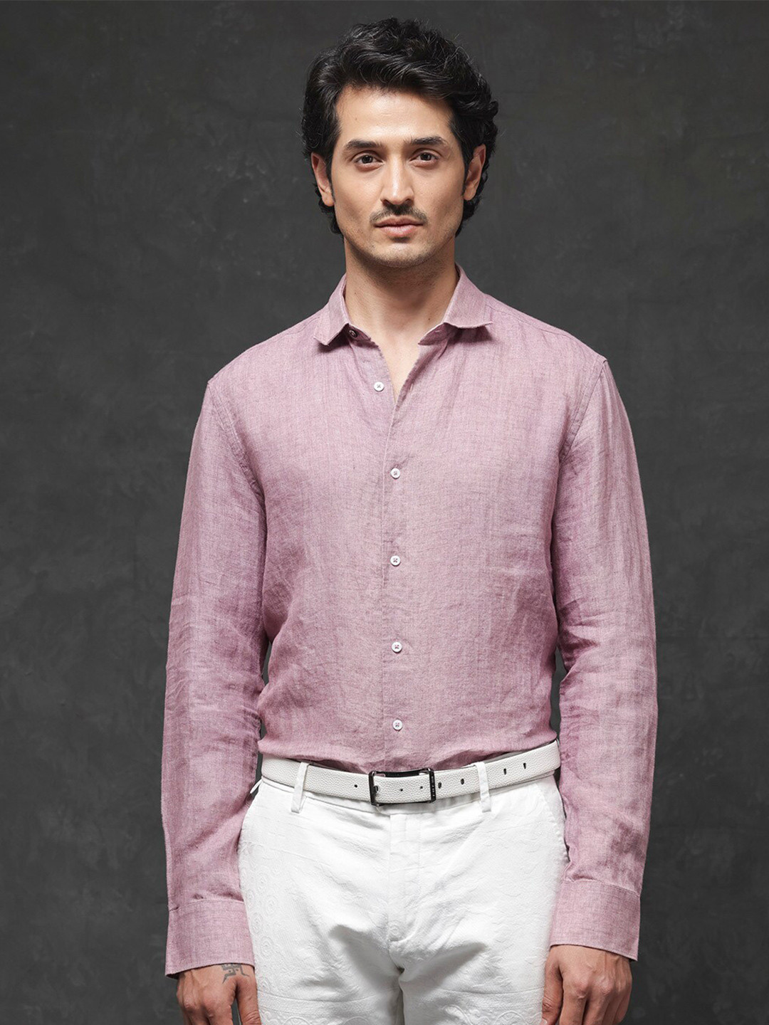 Buy RARE RABBIT Men Borium 2 Regular Fit Spread Collar Opaque Shirt ...