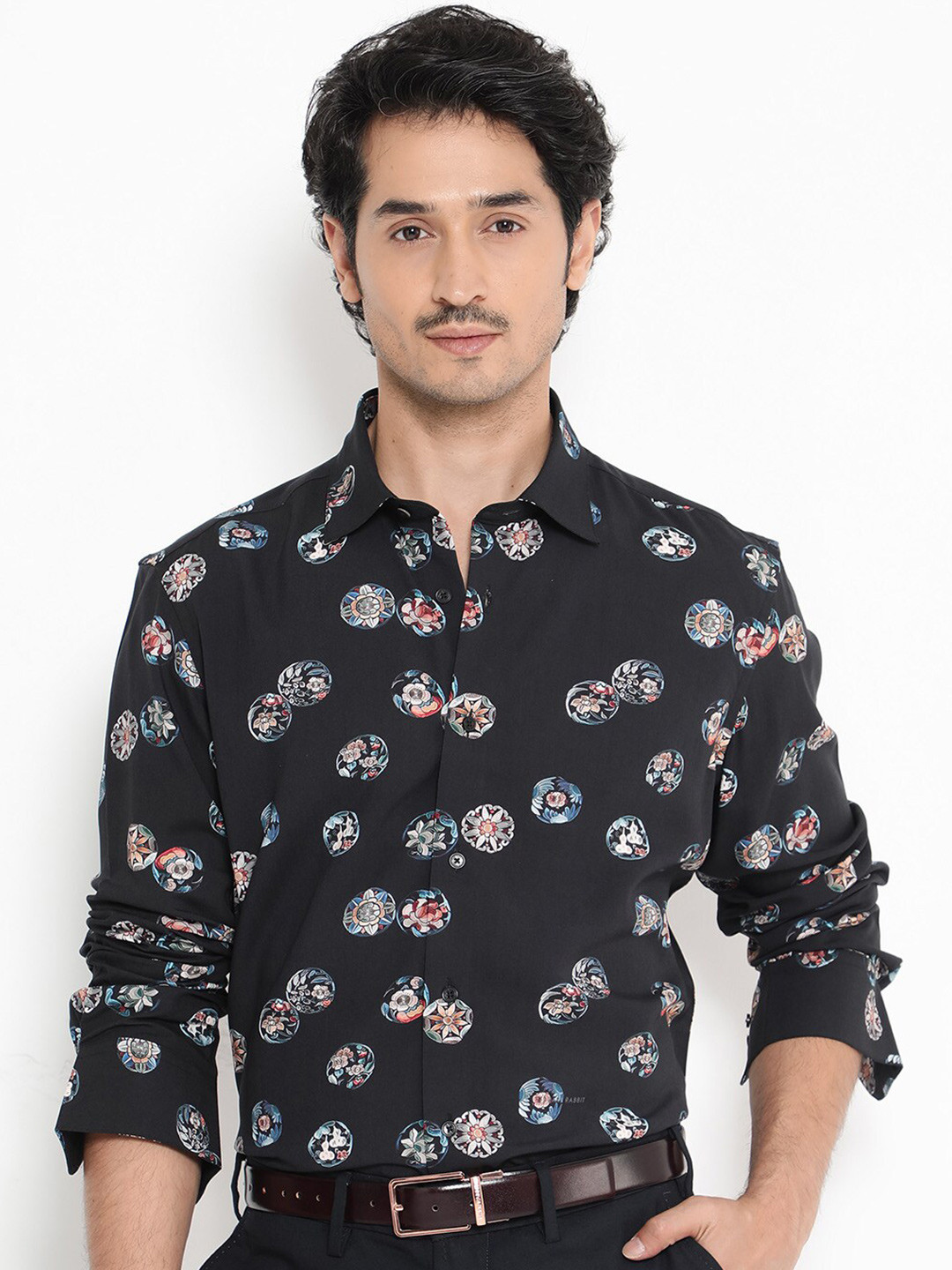 Buy RARE RABBIT Men Towen Ls Regular Fit Floral Opaque Printed Shirt ...