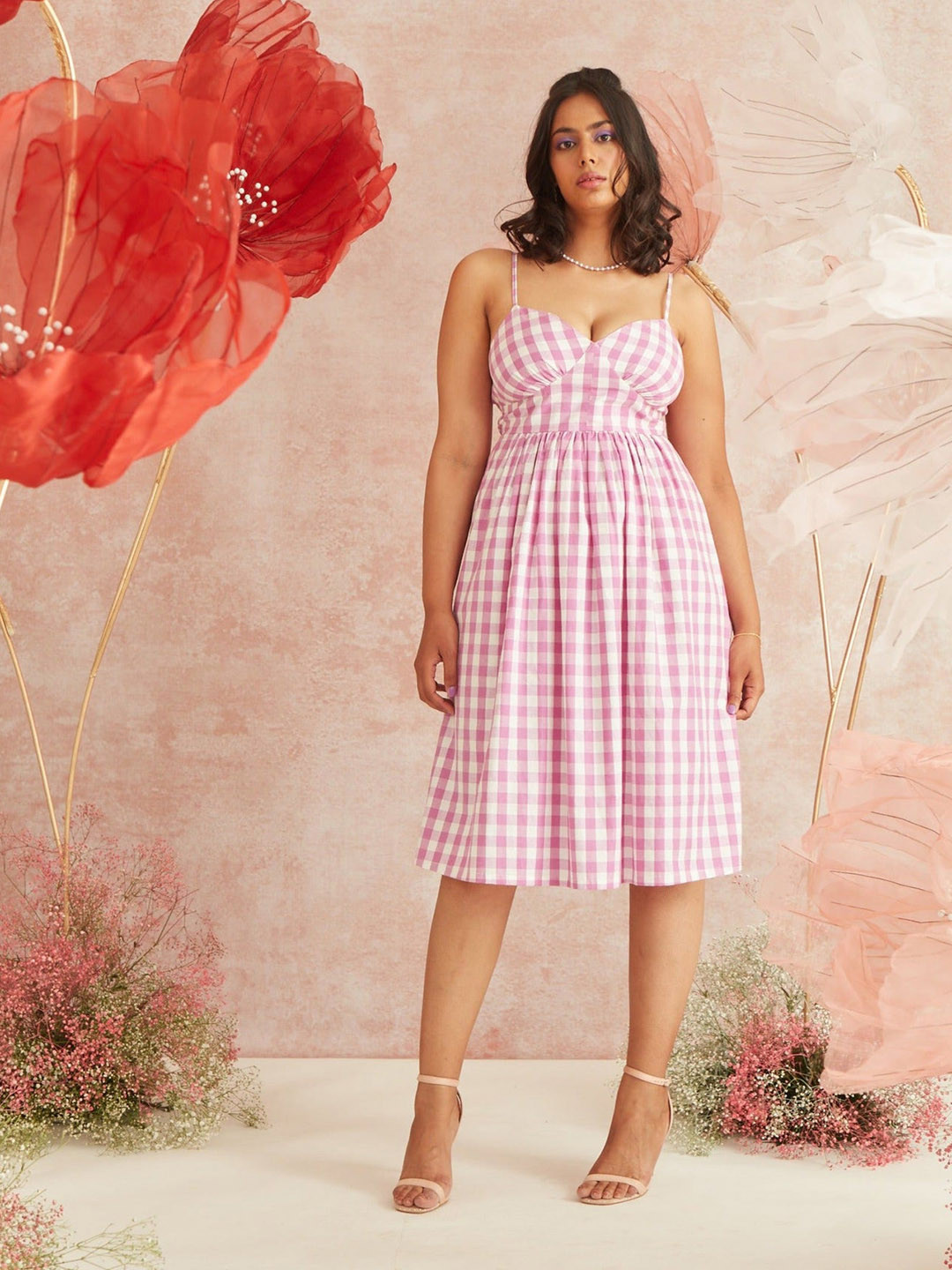 Buy Lea Clothing Co. Cotton Checked Fit And Flare Dress - Dresses for ...
