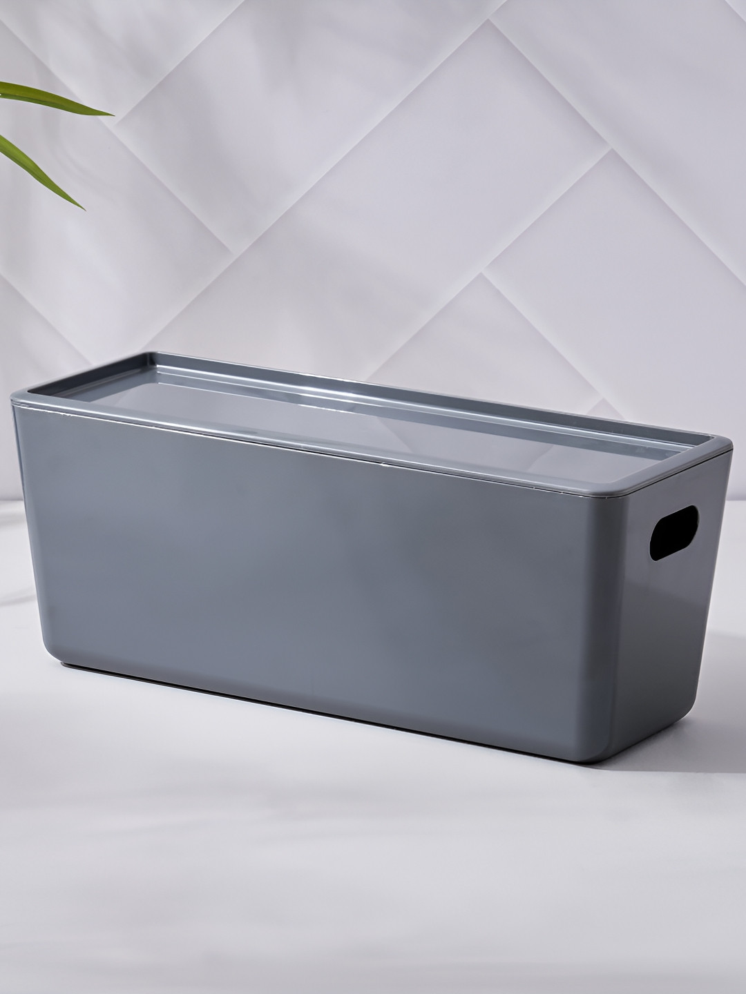 Buy Home Centre Grey Regan Vega Storage Basket With Lid Organisers ...