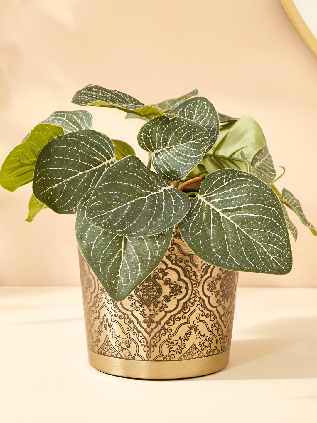 Buy Home Centre Austin Beige Metal Embossed Planter - Planters for ...