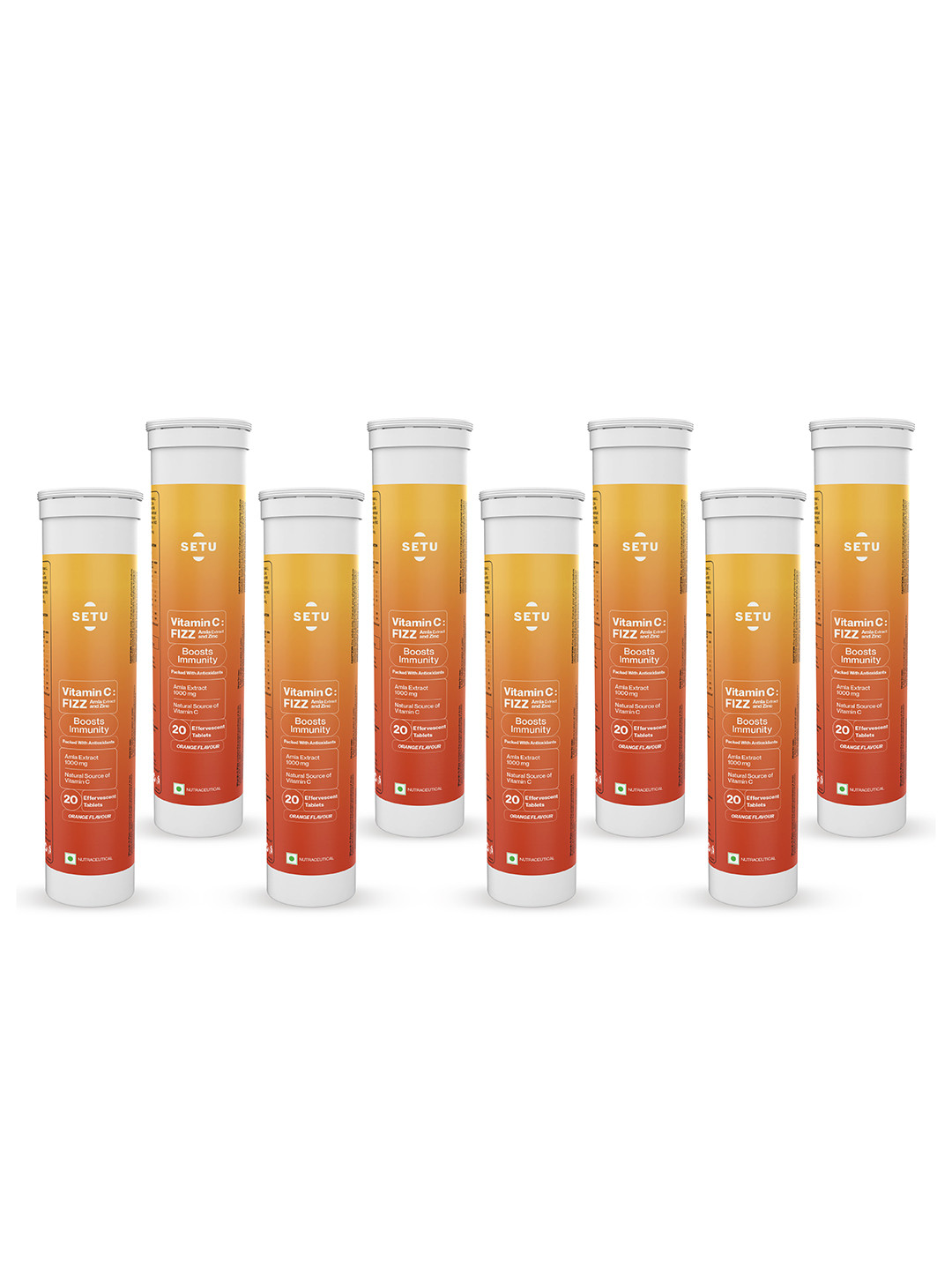 Buy Setu Pack Of 8 Vitamin C Fizz 160 Effervescent Tablets Orange ...