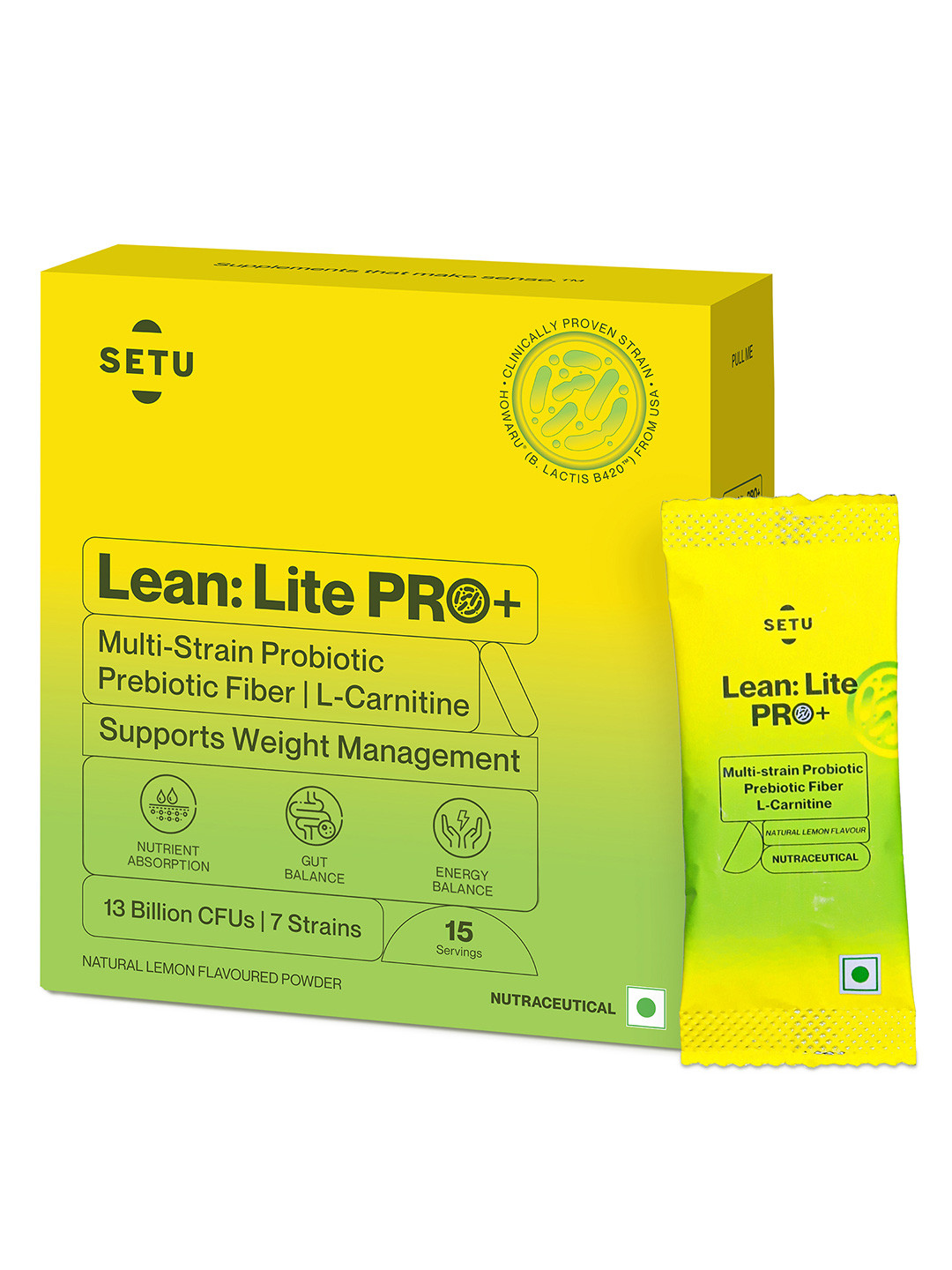 Buy SETU Lean Lite Pro+ Gut Health Powder With Probiotics + L Carnitine ...
