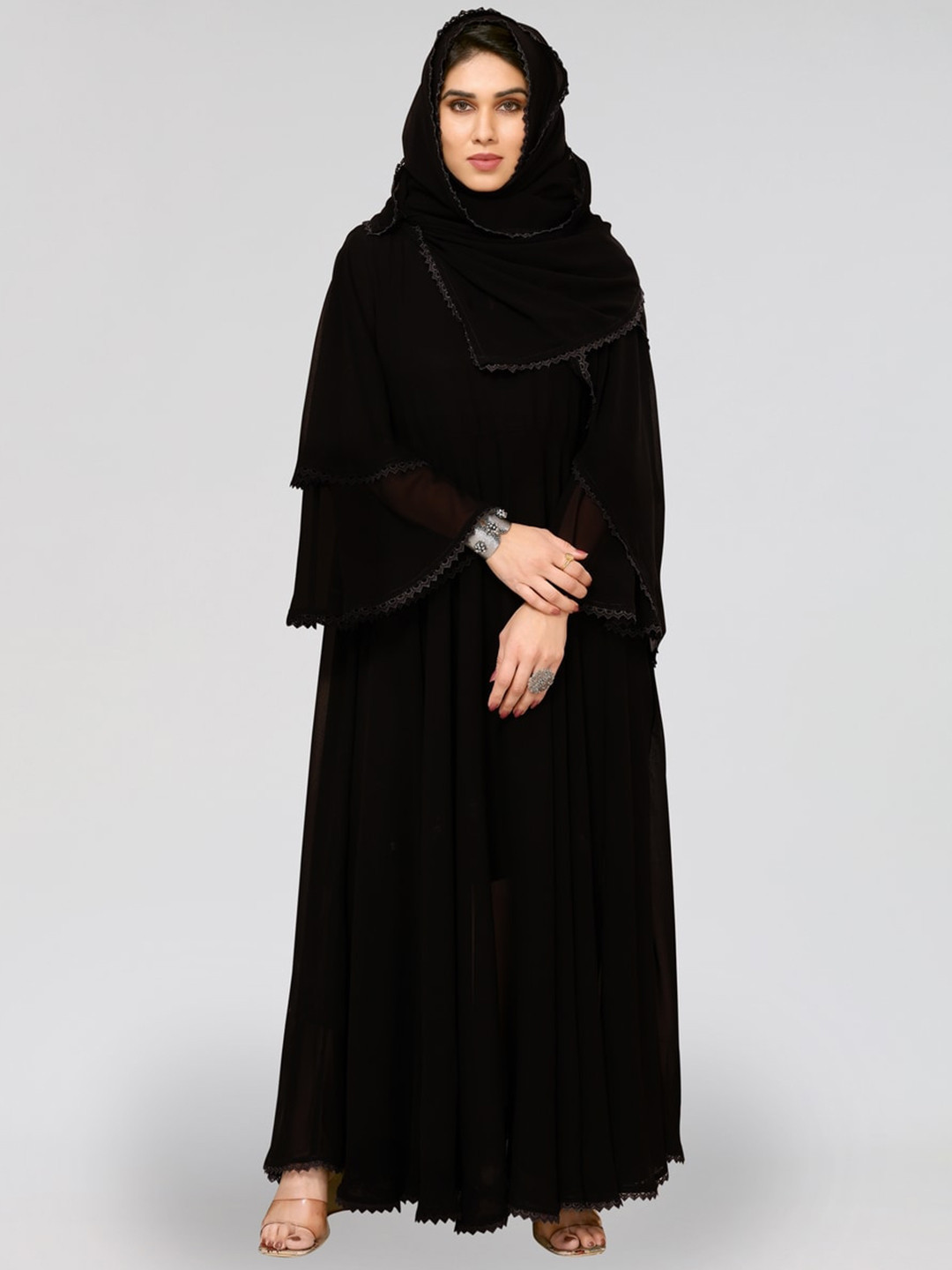 Buy PYARI A Style For Every Story Round Neck Georgette Abaya Set ...