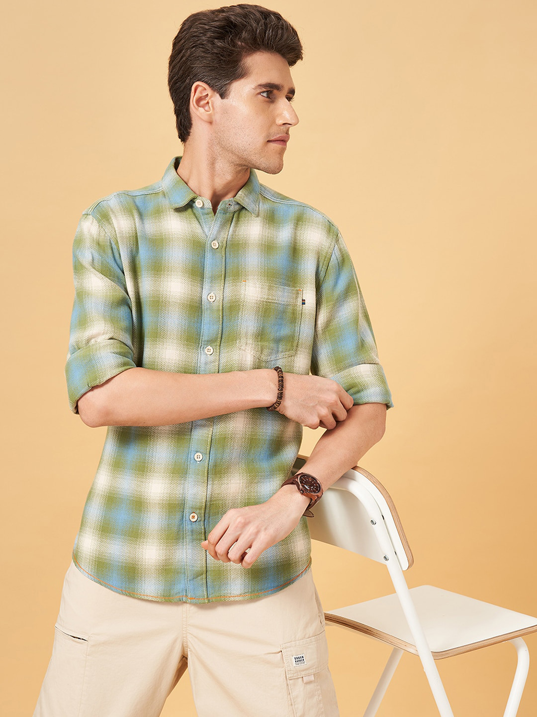 Buy Urban Ranger By Pantaloons Men Slim Fit Tartan Opaque Checked ...