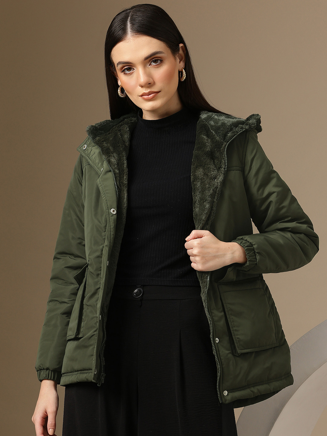 Buy Chemistry Faux Fur Trim Hooded Tailored Jacket - Jackets for Women ...