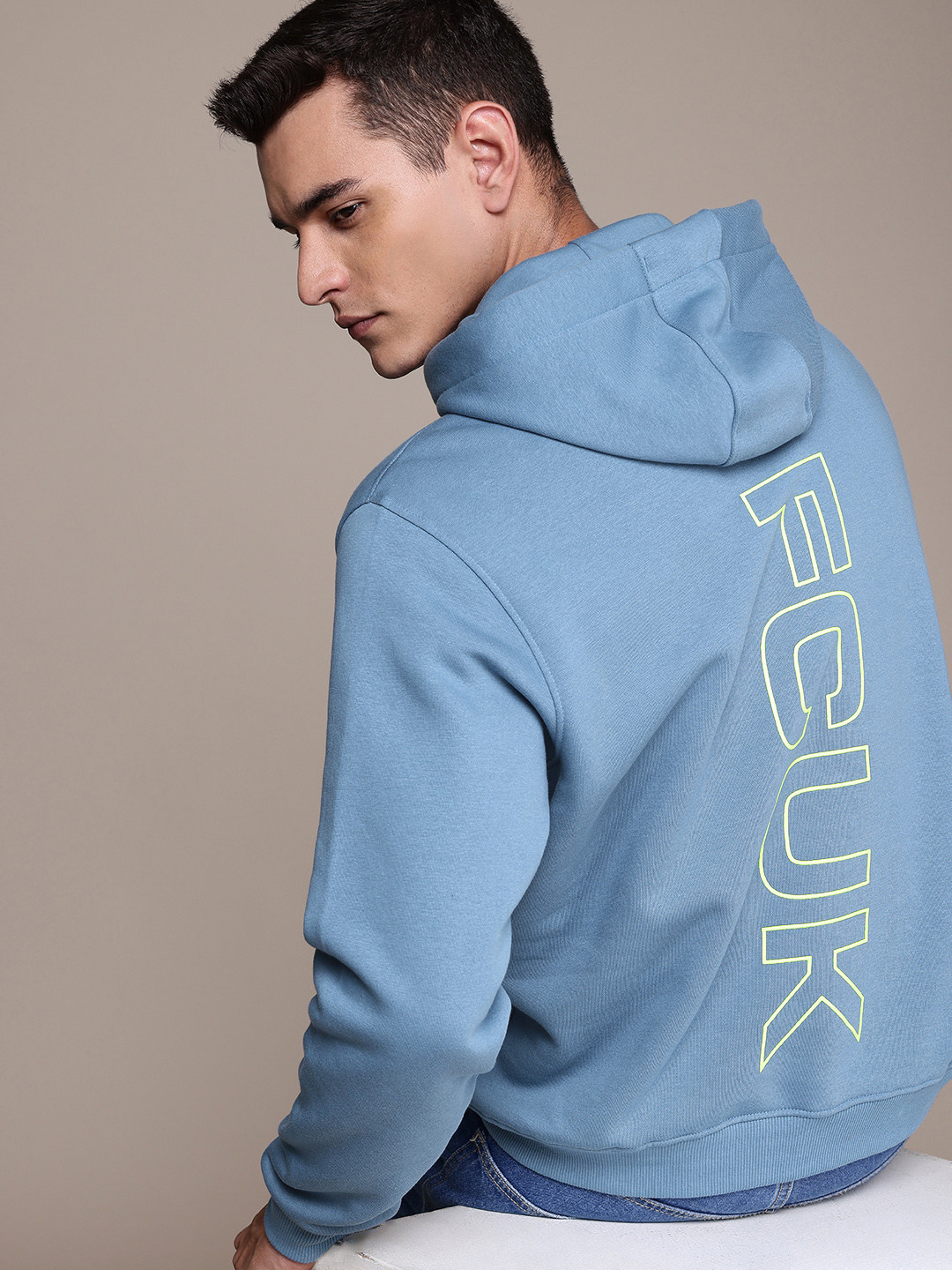 Buy FCUK Brand Logo Printed Hooded Sweatshirt - Sweatshirts for Men ...