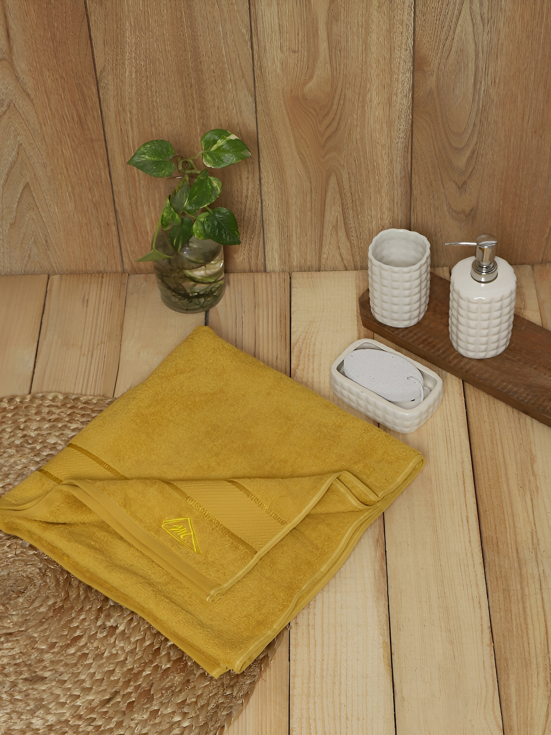 Buy Monte Carlo Mustard Cotton 450 GSM Bath Towel - Bath Towels for ...