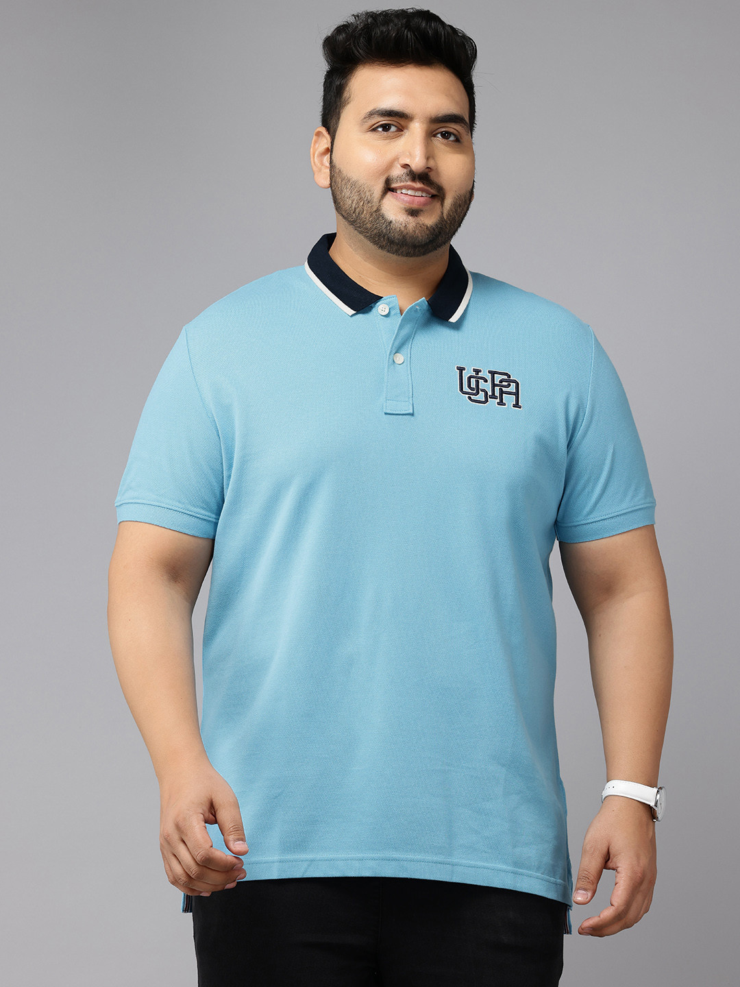 Buy U.S. Polo Assn. Denim Co. Plus Size Polo Collar Pure Cotton Slim ...