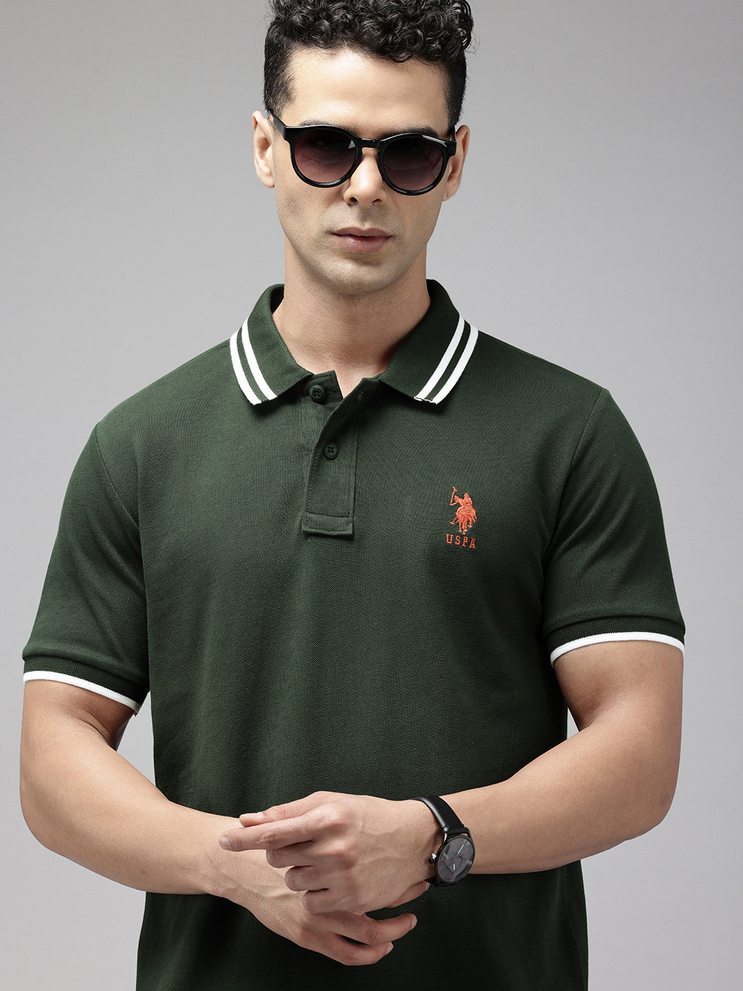Buy U.S. Polo Assn. Pure Cotton Polo Collar Slim Fit T Shirt - Tshirts ...