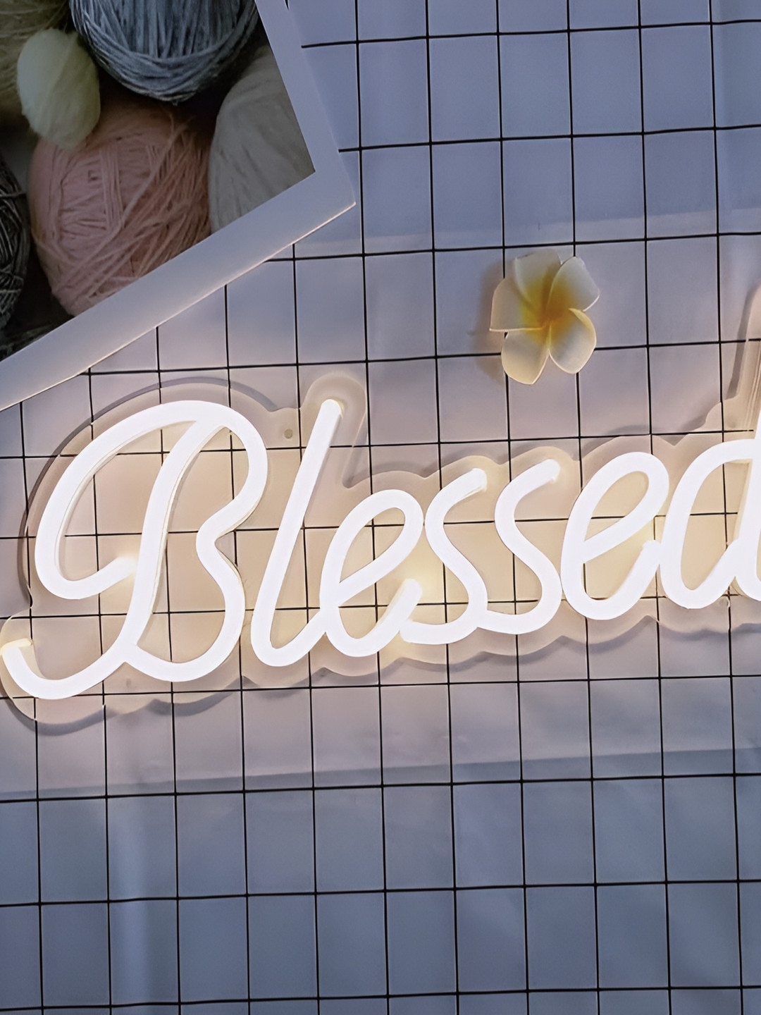 Buy The Party Planet Off White Blessed Shaped LED Neon Lights - String Lights for Unisex ...