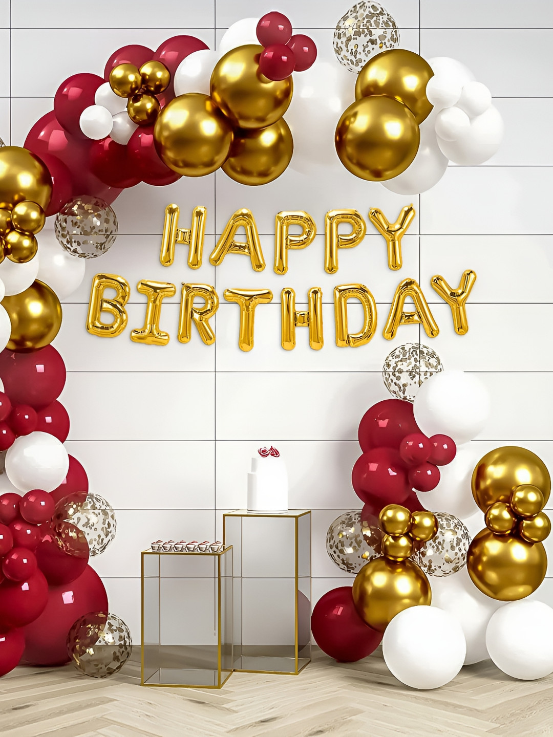 Buy Special You 65 Pcs Red & White Textured Birthday Decor Items ...