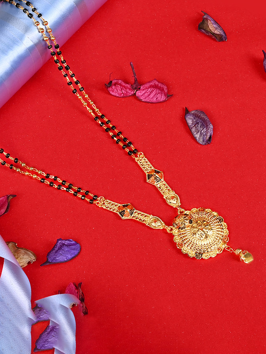 Buy LOOM LEGACY Gold Plated Artificial Stones And Beads Mangalsutra ...