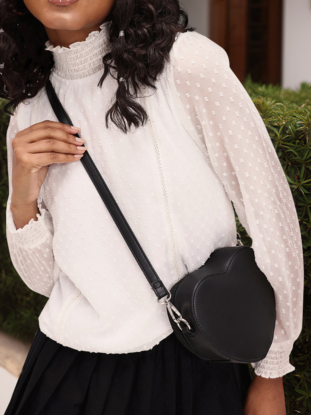 Buy DressBerry Magnificent Smocked High Neck Dobby Top - Tops for Women ...