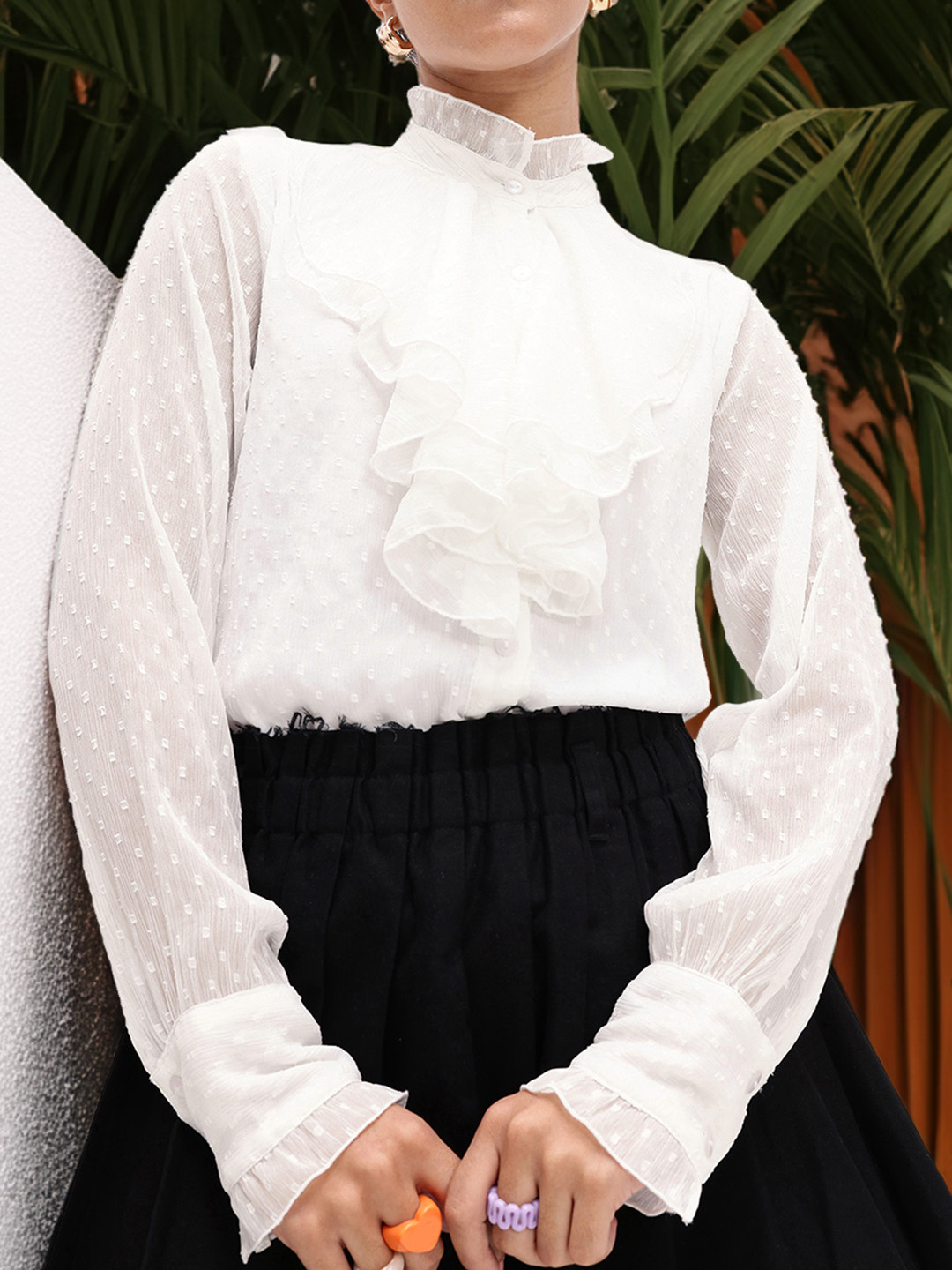 Buy DressBerry Ruffled Detail Dobby Top - Tops for Women 29346992 | Myntra