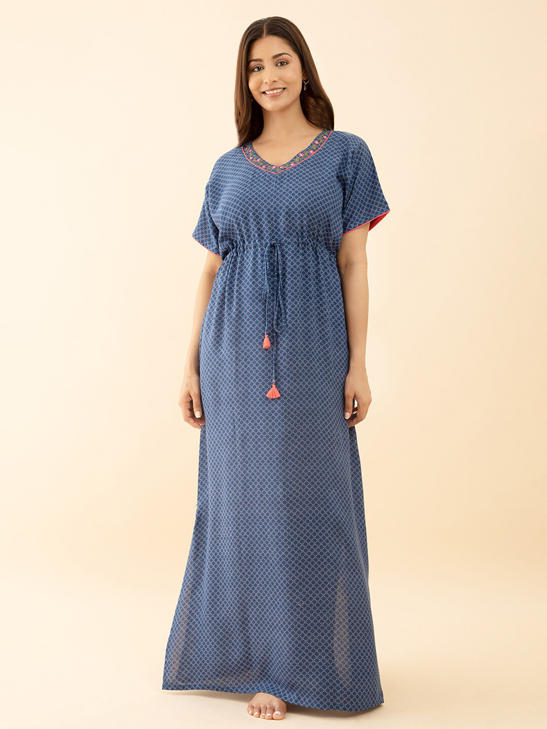 Buy Maybell Geometric Printed Maxi Nightdress - Nightdress for Women ...